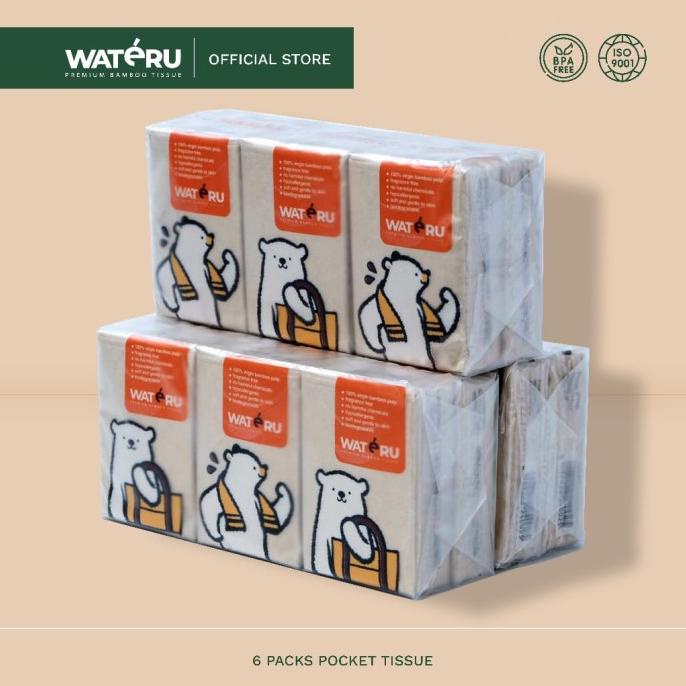 Jual Wateru Natural Bamboo Tissue / Tisu Bambu - Pocket 6X10S, (6 Pack ...