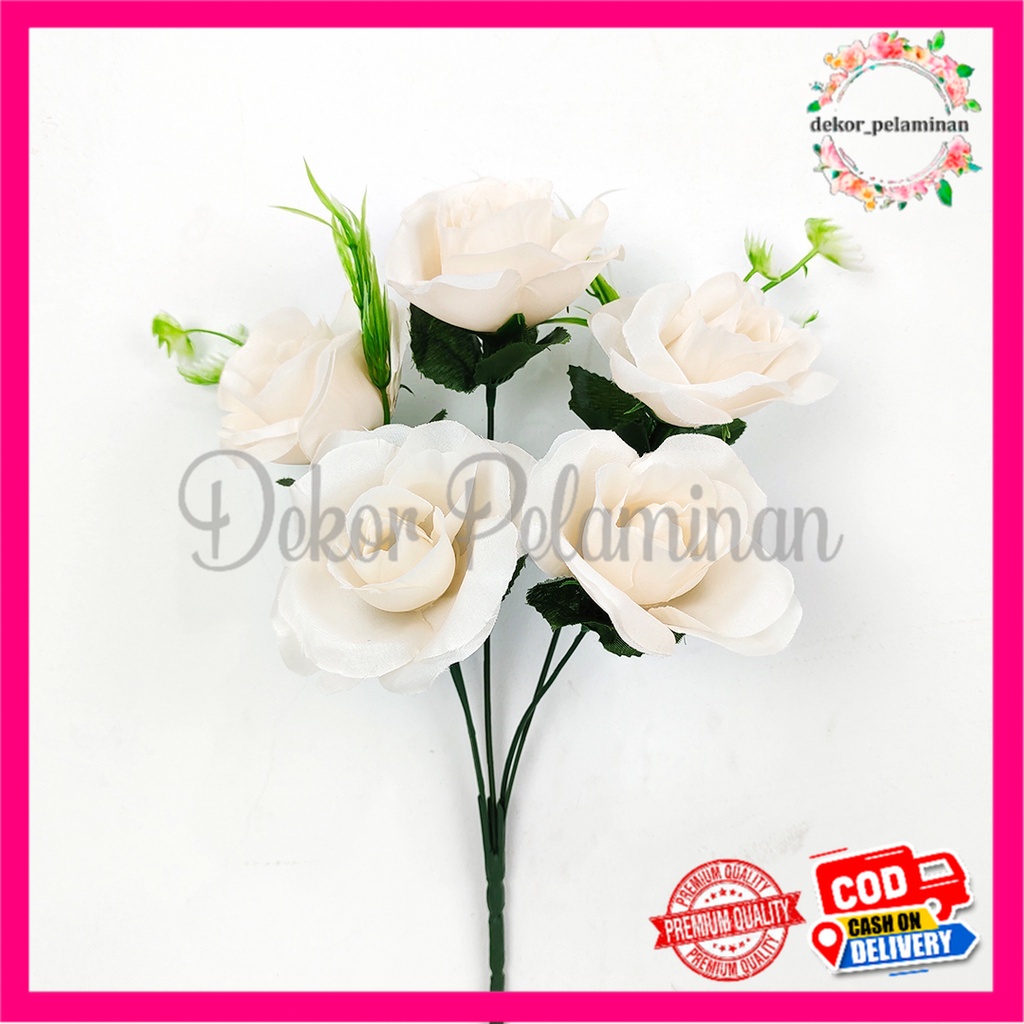 Jual BUNGA MAWAR ROSE TANGKAI 5 MURAH ARTIFICIAL - MAWAR PLASTIK ROSE ...