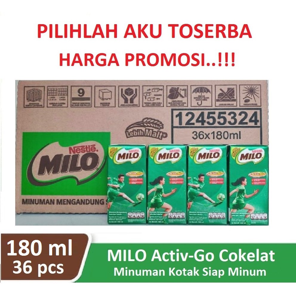 Jual Susu Milo 180 ml Kotak Coklat ACTIVE GO UHT (1 dus isi 36 pcs) | Shopee Indonesia