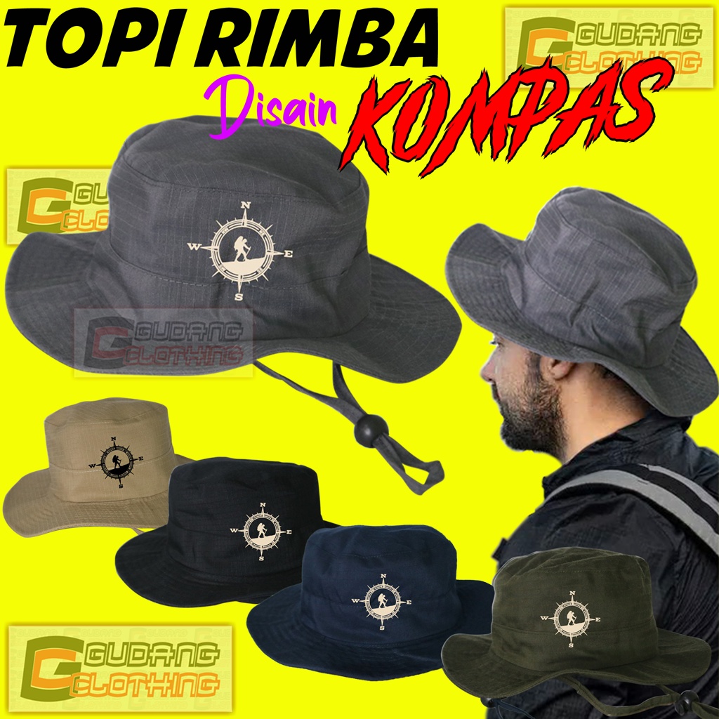 Jual Topi Bucket Rimba Kompas Bucket Outdoor Travel Topi Bucket Rimba ...