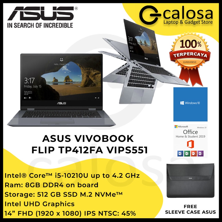 Jual ASUS TP412FA VIPS551 I5 10210U RAM 8 GB SSD 512 GB 14" UMA WIN 10 ...