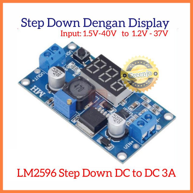 Jual LM2596 Step Down DC to DC Adjusteble + Volt meter Display 7 Segment Penurun Tegangan DC to ...
