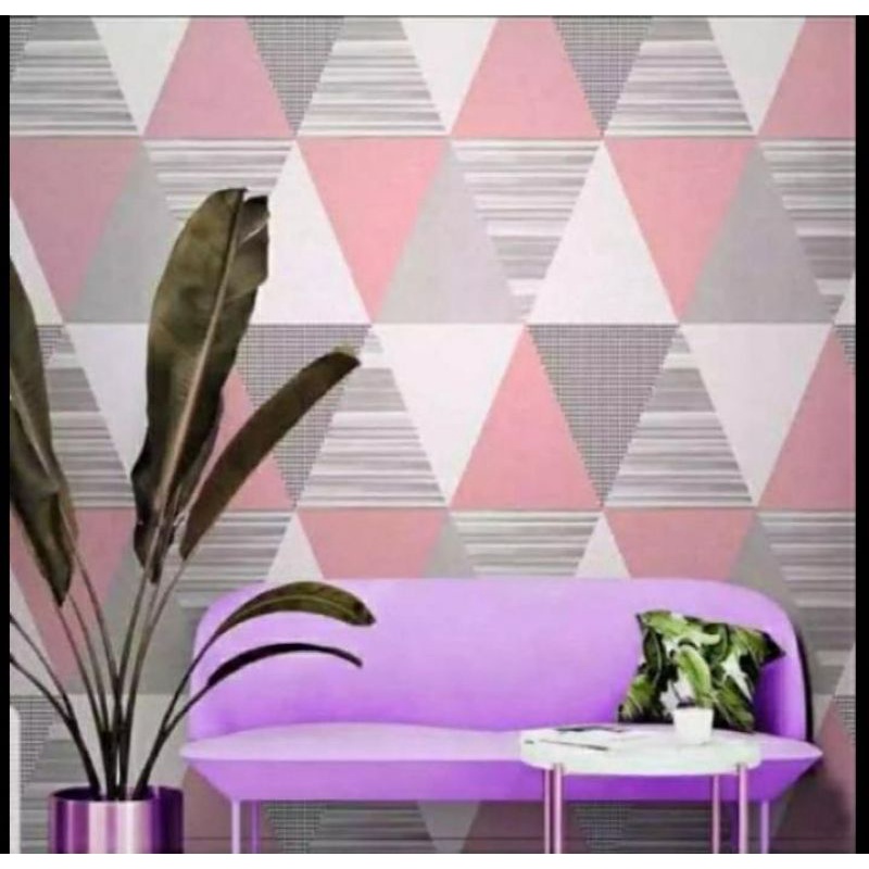 Jual Wallpaper Dinding Segitiga Pink Abu 45cmx10meter Murah Meriah ...