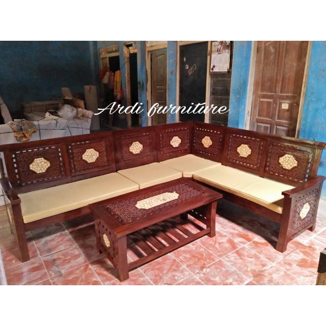 Jual Meja kursi sudut ukir plus matras,meja kursi tamu ukiran kayu jati ...