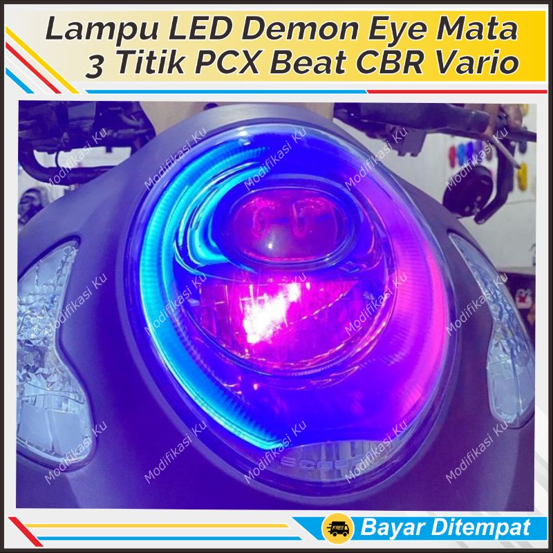 Jual LAMPU DEVIL EYE / DEMON EYE LED 3 MATA REFLEKTOR HEADLAMP LAMPU ...