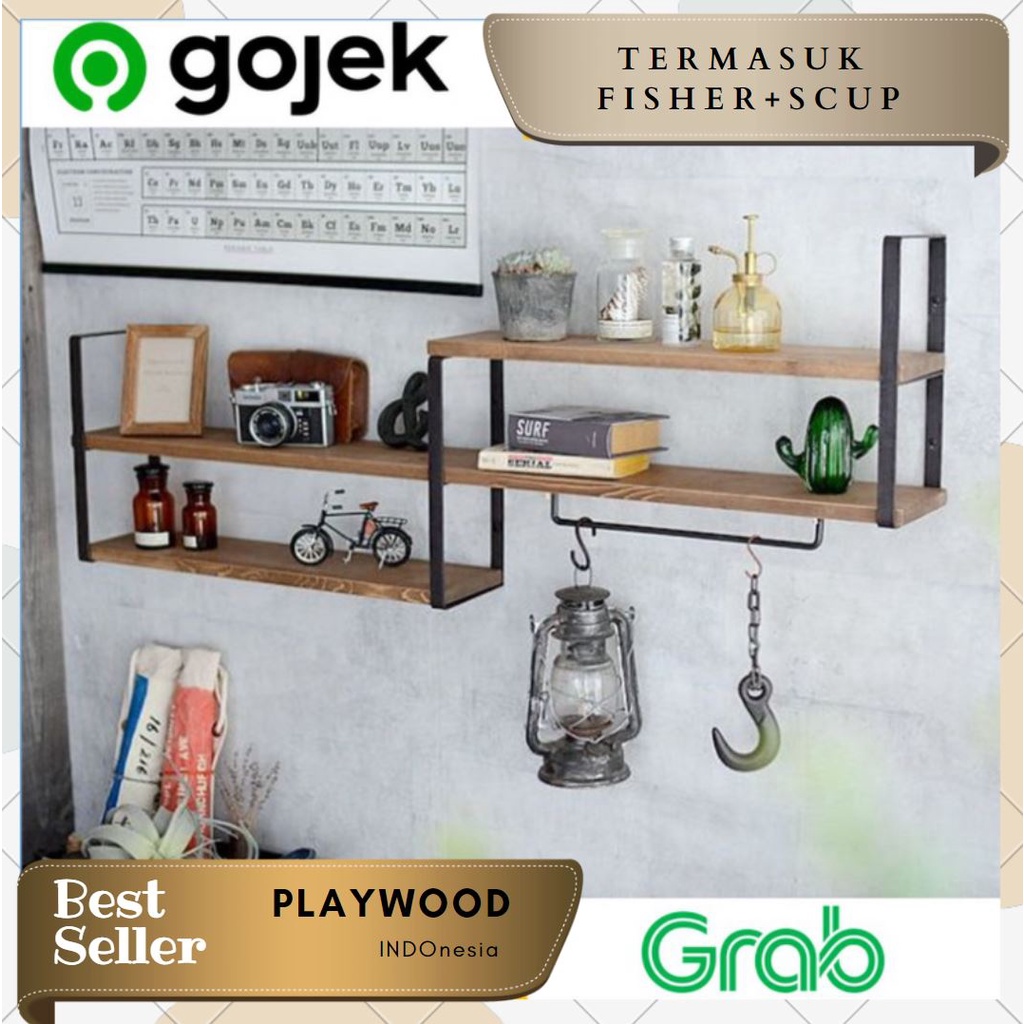 Jual TERBARU Kichen set minimalis Triple rak dinding besi dan kayu ...