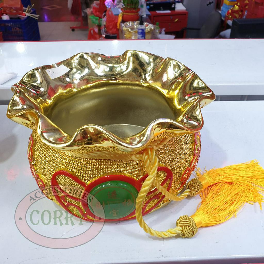 Jual Tempat Permen Imlek 22 Cm X 12 Cm Emas Gold Resin Tali Kuning ...