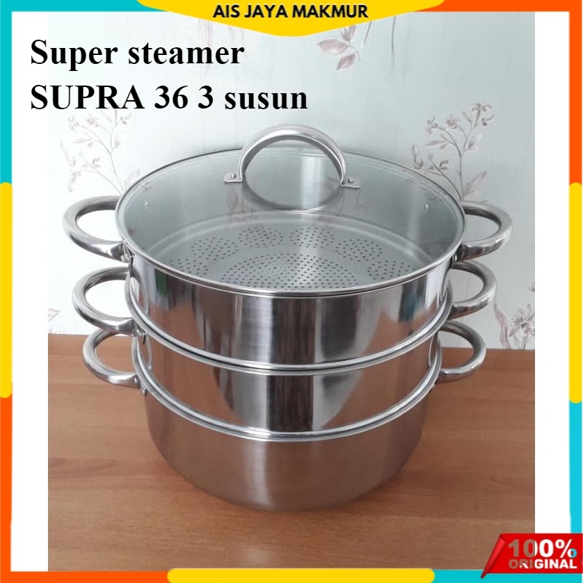 Jual Supra Super steamer 36cm 3 susun panci steamer atau kukusan ...