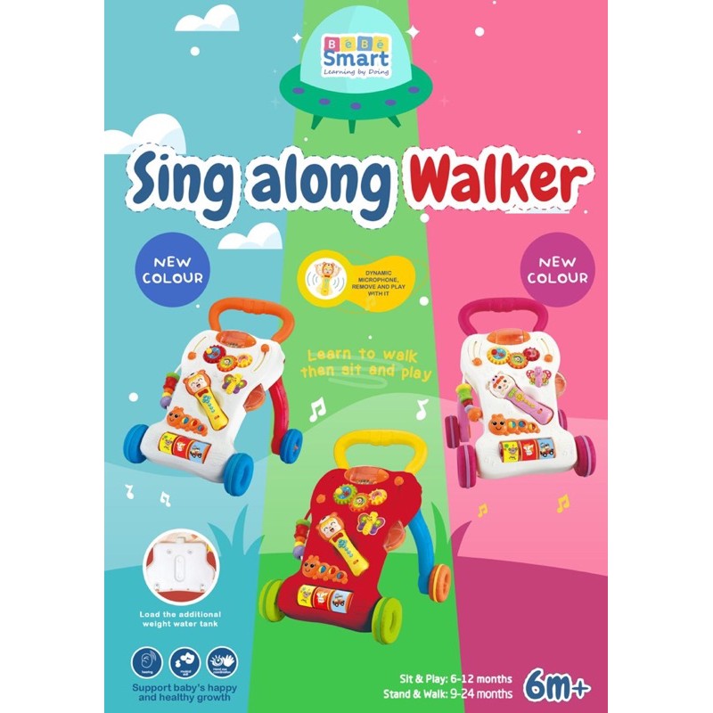 Jual BEBE SMART SING ALONG WALKER + MICROPHONE 6M+ SNI Red / Blue ...
