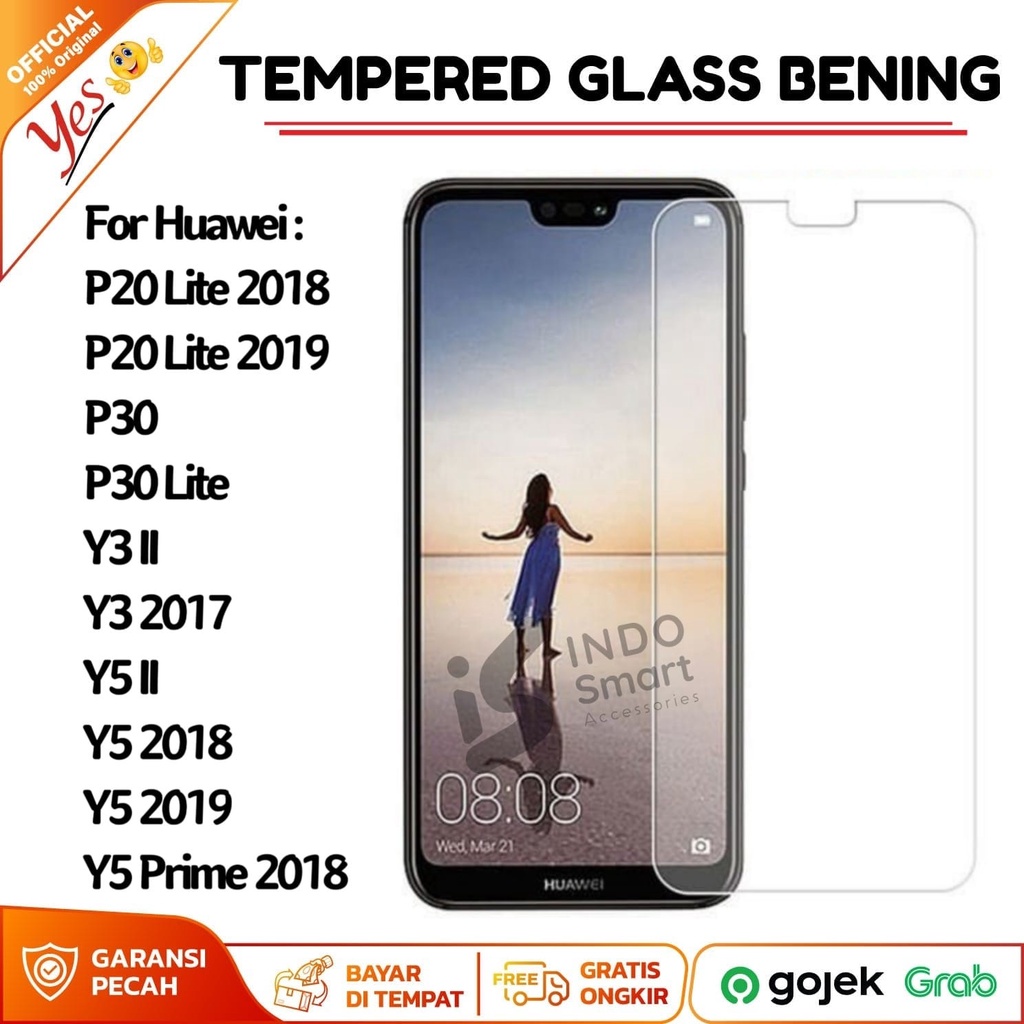 Jual Huawei P20 P30 Lite Y3 Y5 II Prime 2017 2018 2019 Tempered Glass CLEAR Anti Gores Kaca ...