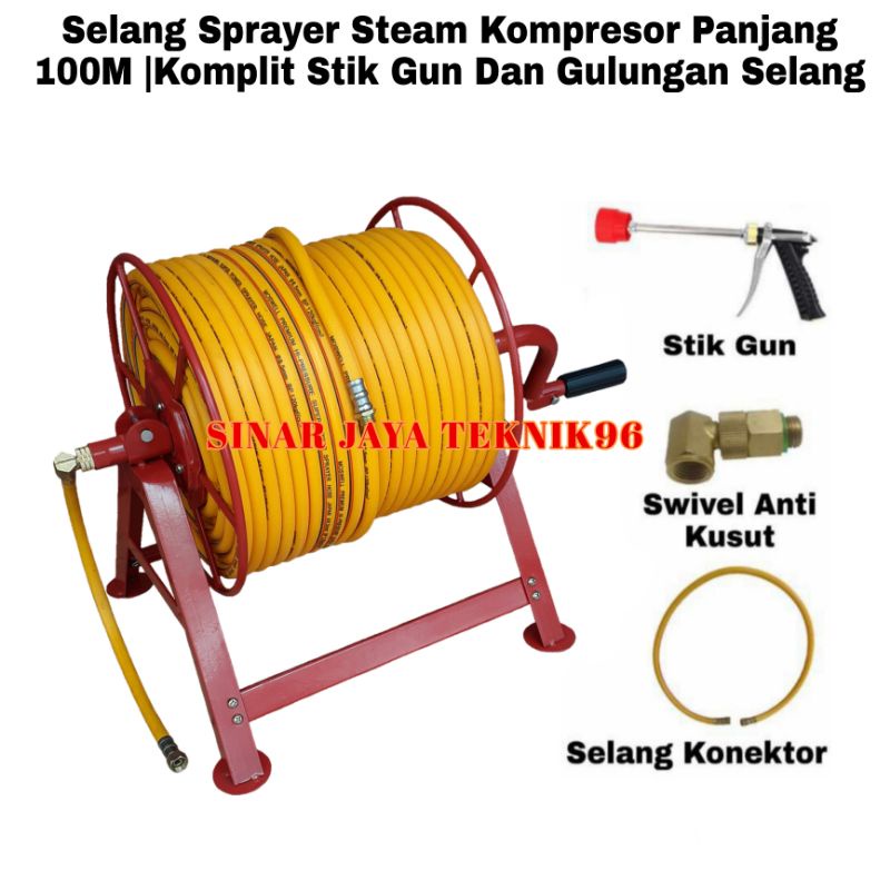 Jual Selang Sprayer Steam Kompresor 100 Meter | Komplit Gulungan Selang ...