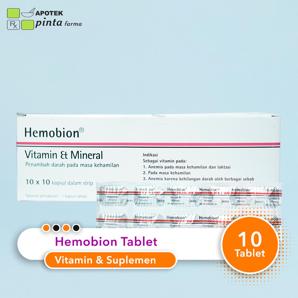 Jual Hemobion Kapsul Vitamin Dan Mineral Strip Isi 10 Tablet | Shopee ...