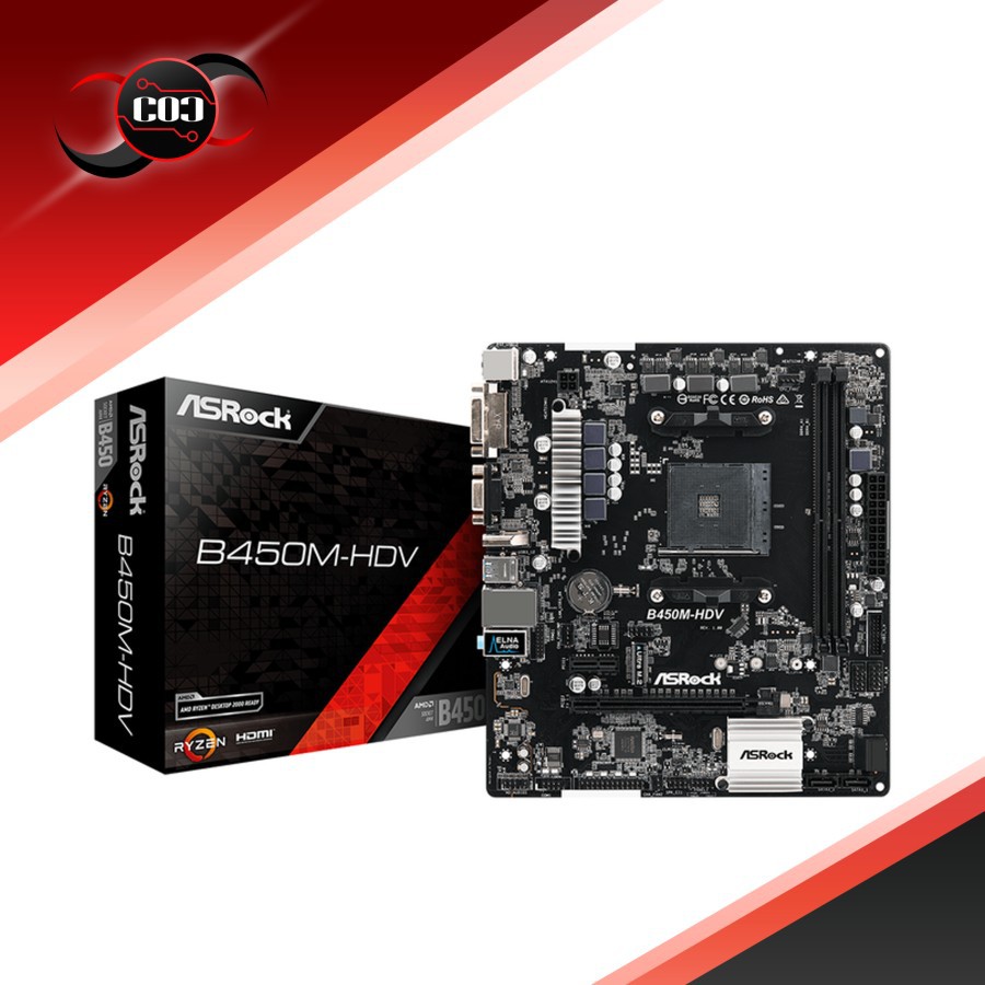 Jual ASRock B450M-HDV (AM4, AMD Promontory B450, DDR4, USB3.1, SATA3 ...