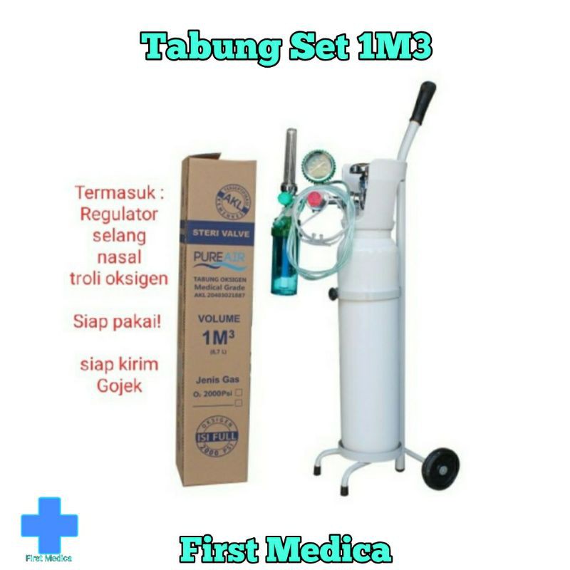 Jual Tabung Oksigen 1M3 Set ( Tabung + Troli + Regulator ) | Shopee Indonesia