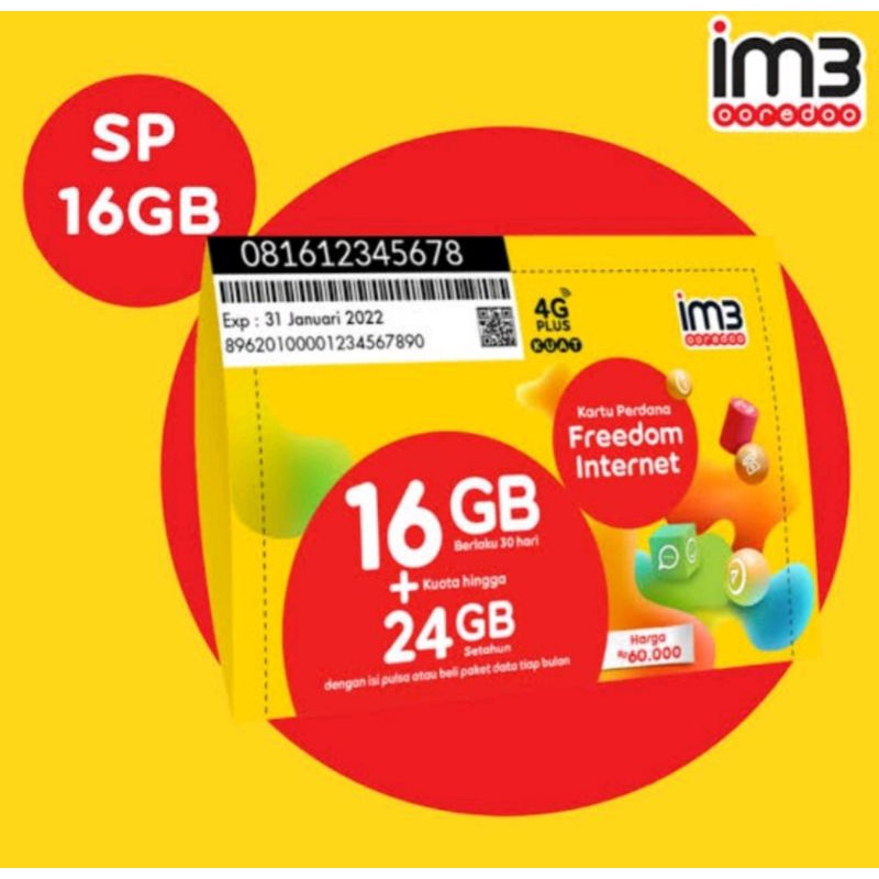 Jual KARTU PERDANA PLUS INTERNET 16GB FULL 24JAM | Shopee Indonesia