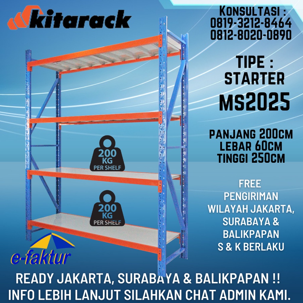 Jual KITARACK STARTER RAK GUDANG LIGHT DUTY 4 SUSUN - MS2025 | Shopee ...