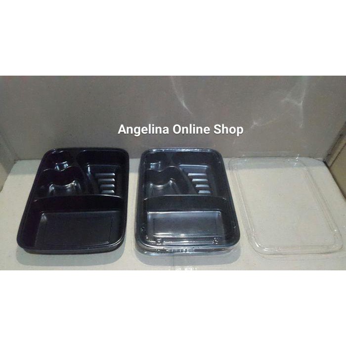 Jual Mika Bento sekat 4/Box Bento/Mika Lunch/Tray Bento - Hitam ...