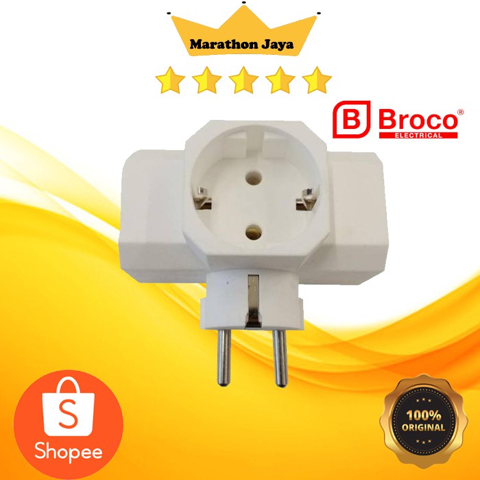 Jual Stopkontak T lobang 3 BROCO | Shopee Indonesia