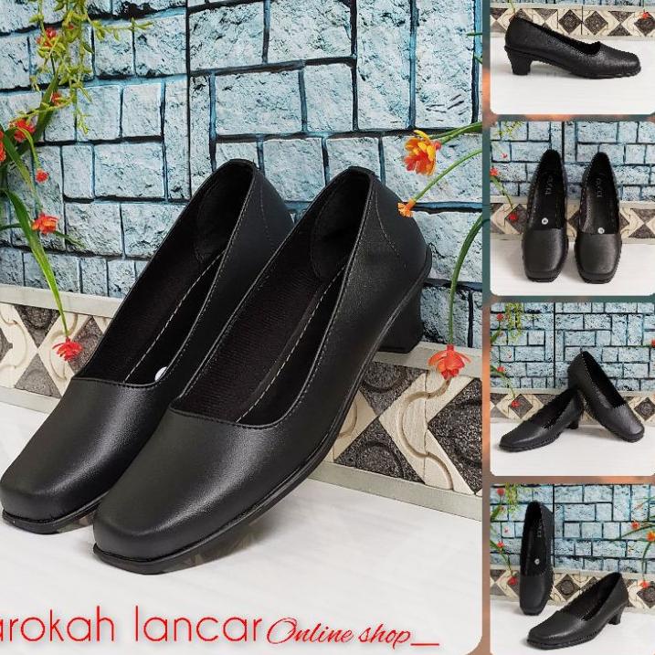 Jual Official Shop-- Sepatu Pantofel Wanita Hak 5 cm Hitam Polos Formal ...