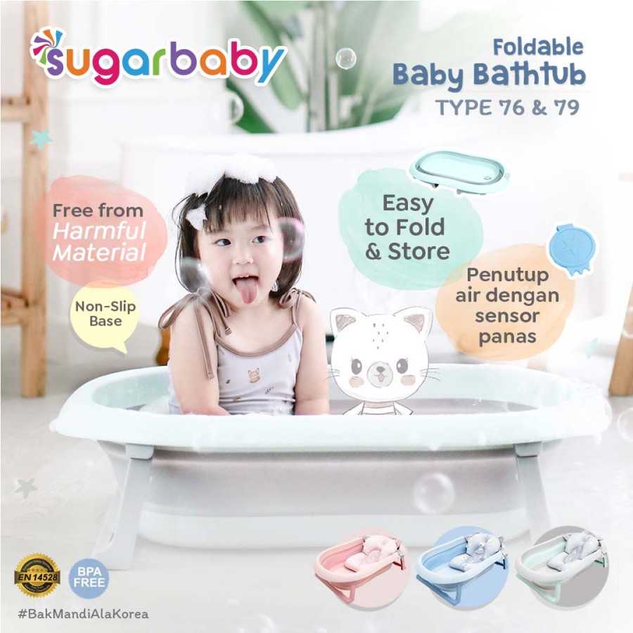Jual Sugar Baby Foldable Bathtub Bath Tub With Heat Sensor F79 - Bak ...
