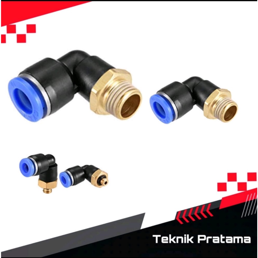 Jual FITTING ELBOW PNEUMATIC SELANG 8MM DRAT m8 (8mm) | Shopee Indonesia