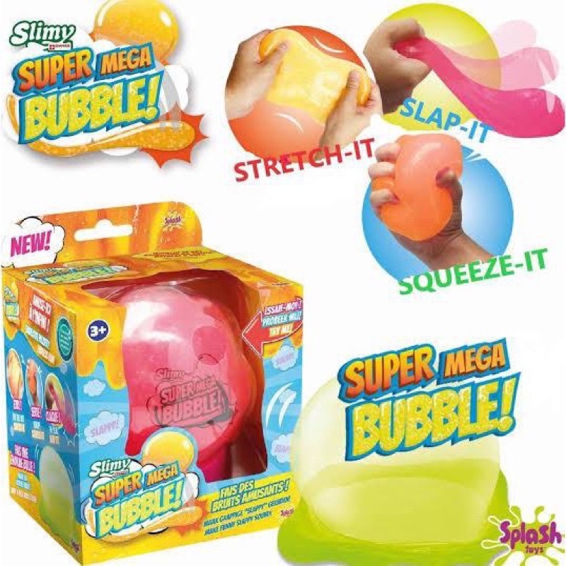 Jual Slimy Super Mega Bubble Slime -biru pink orange hijau- Penghilang Stress | Shopee Indonesia