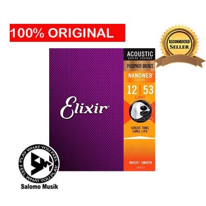 Jual Senar Gitar Akustik Original Elixir 16052 12-53 Nanoweb Original | Shopee Indonesia