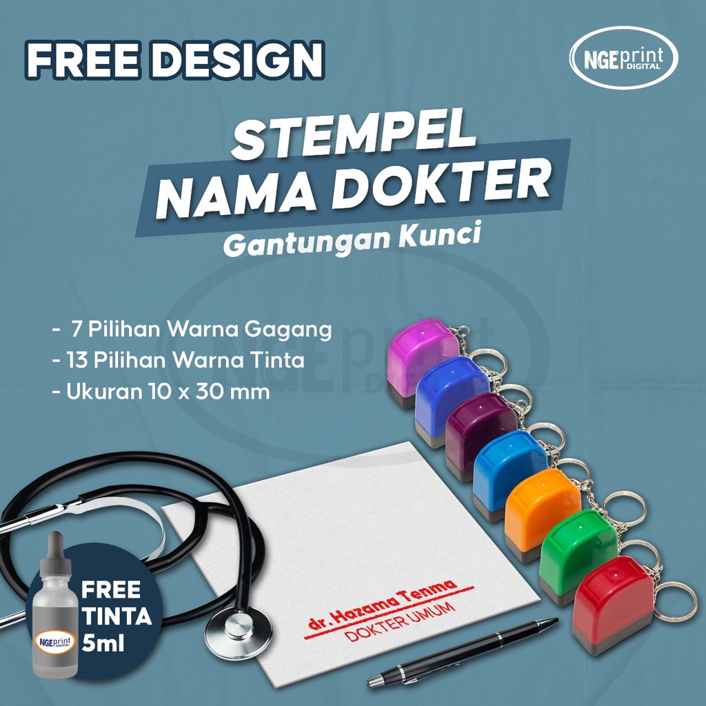 Jual Stempel Nama Dokter [3 cm x 1 cm] / Stempel Nama Perawat / Stempel Nama Apoteker bentuk ...
