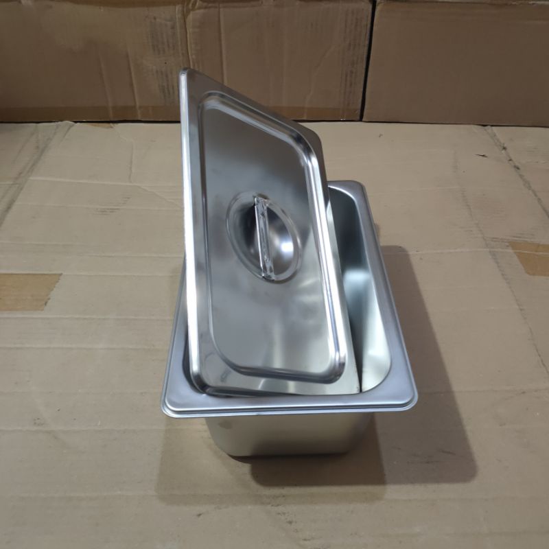Jual Food Pan Stainless + Tutup 1/4 x 10 cm (26,5 x 16,2 x 10cm ...