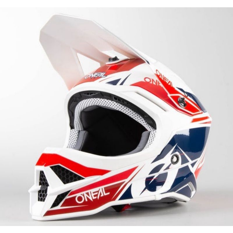 Jual HELM CROSS ONEAL 3 SERIES STARDUST WHITE/BLUE/RED ECE | Shopee ...