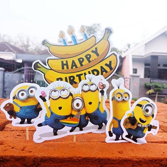 Jual Hiasan tusuk minion topper happy birthday minion | Shopee Indonesia