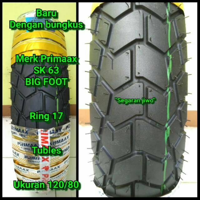 Jual Ban Tubles motor ring 17 ukuran 120/80 merk primaax SK 63 Semi ...