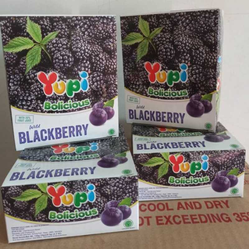 Jual (1BOX/24PCS) PERMEN YUPI BOLICIOUS BLACKBERRY / Jelly Candy Gummy ...