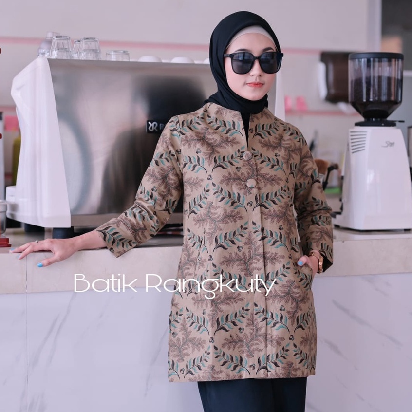 Jual Baju Batik Atasan Wanita - Blouse Batik - Blus Batik Kerja - Baju Batik atasan - COKLAT ...