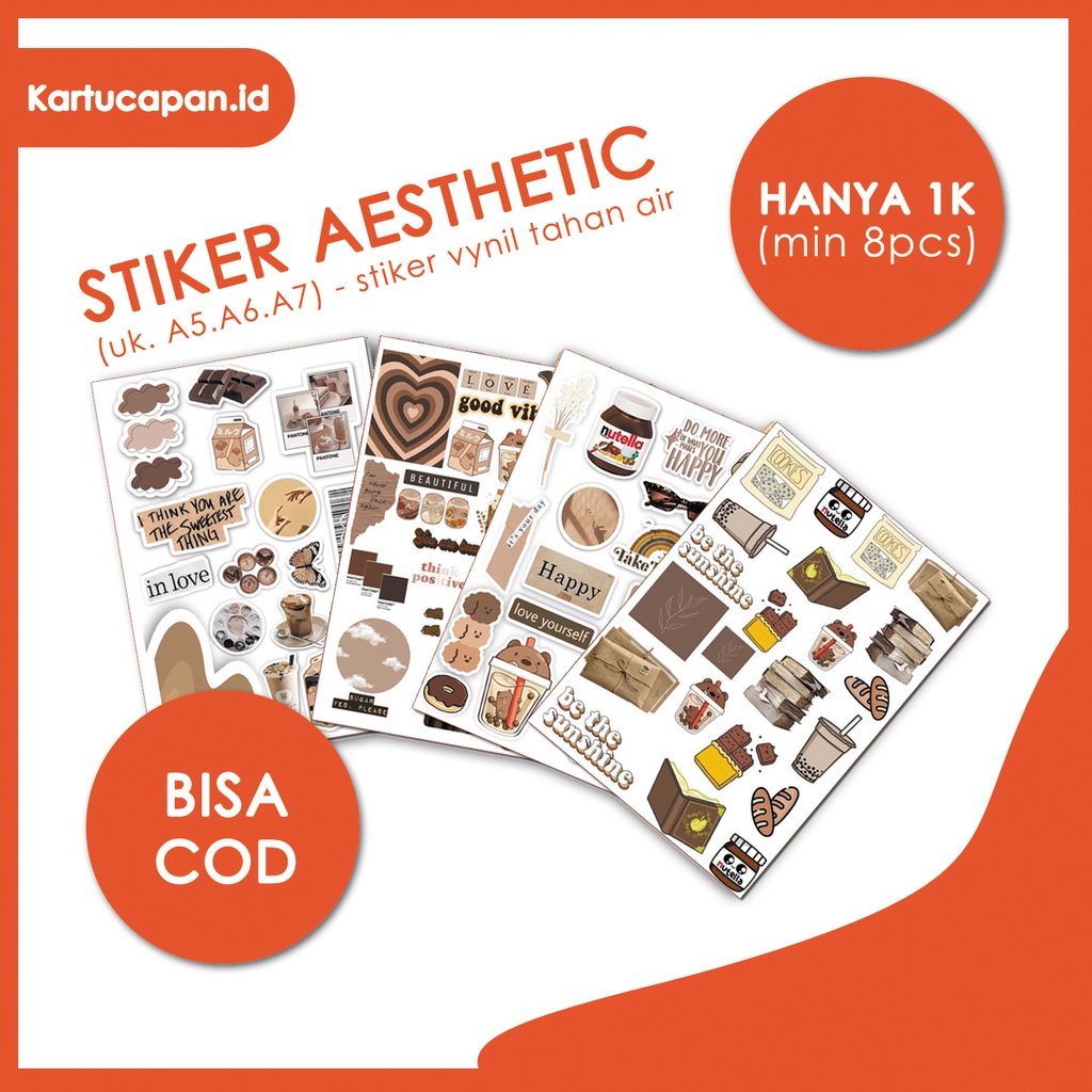 Jual STIKER AESTHETIC / STIKER AESTHETIC COKLAT / STIKER CASE HP ...