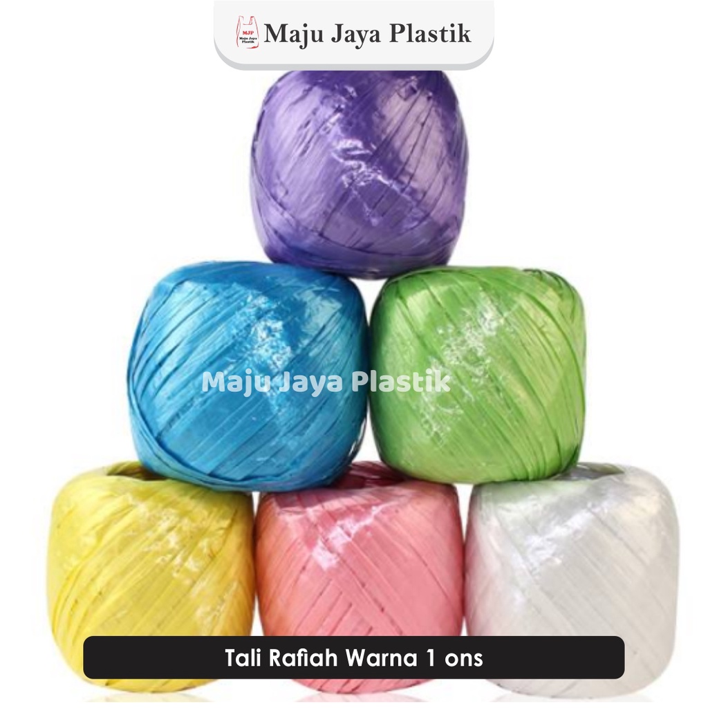 Jual Tali Rafia Warna Warni/ Tali Rafia Hitam PROMO/ tali 1ons 400gr ...