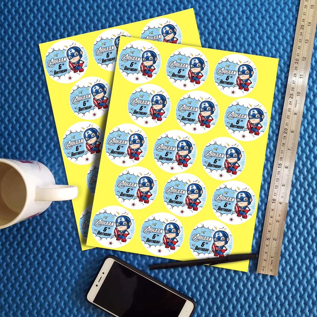 Jual STIKER ULANG TAHUN ANAK CUTE CAPTAIN AMERICA KAPTEN AMERIKA ...