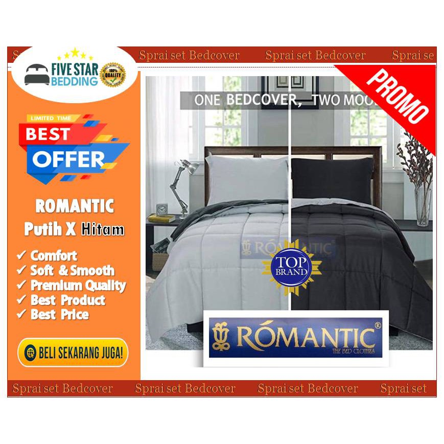 Jual Bedcover ROMANTIC Two Tone - Abu x hitam Katun Jepang (ADEM NYAMAN ...