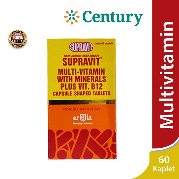 Jual Supravit multiviral vitamin isi 60 tablet/Multivitamin & mineral ...