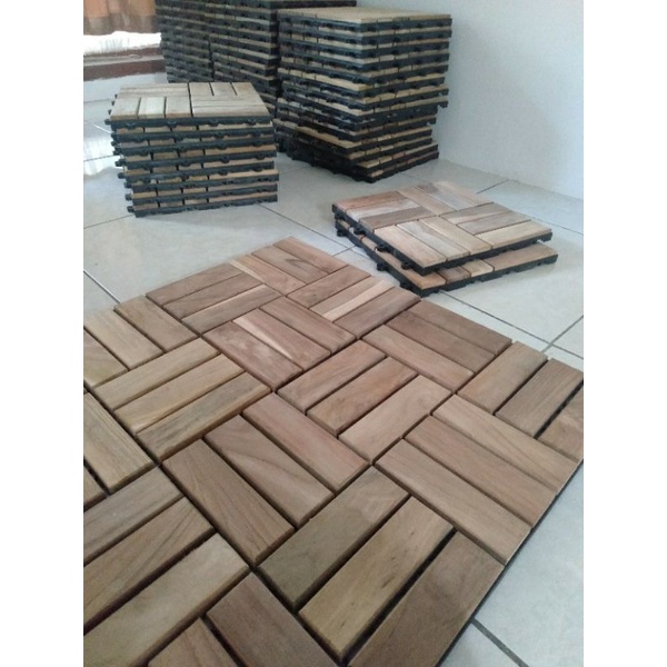 Jual POPULER LANTAI KAYU JATI UBIN KAYU JATI OUTDOOR DECKING TILE ...