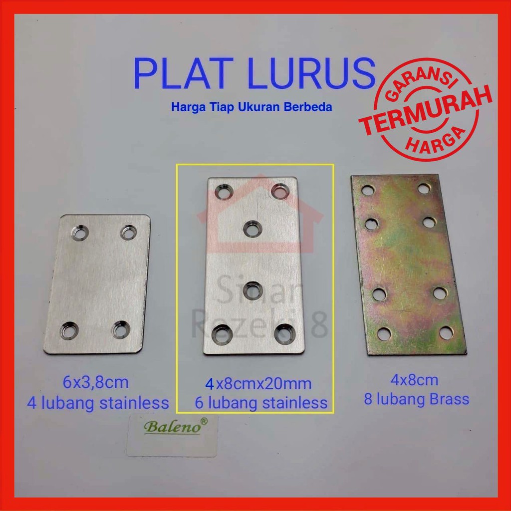 Jual Plat Lurus 4 x 8 cm TEBAL 2 mm STAINLESS 6 Lubang / Siku L ...