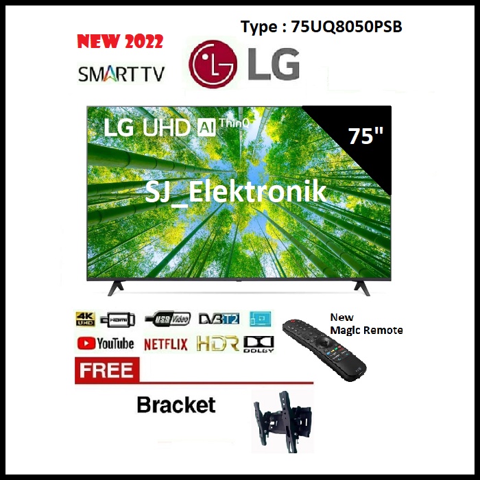 Jual (KHUSUS LUAR KOTA) Free Braket LED TV LG 75 Inch 75UQ8050PSB - 75UQ8050 Real 4K Smart UHD ...