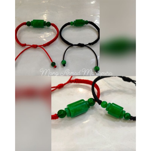 Jual Gelang giok Burma import Tali Macrame handmade satu baris | Shopee ...