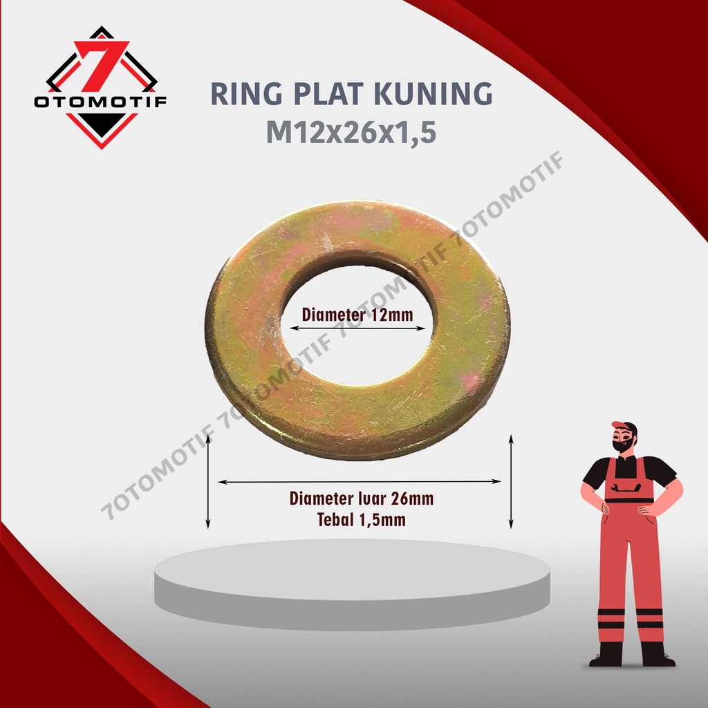 Jual Ring Plat M12 Baut 17 Kuning 12x26 12mm WP Washer Plate | Shopee ...
