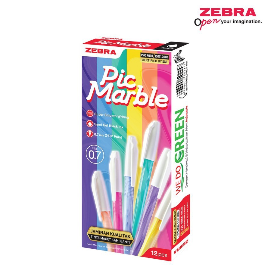 Jual 12 pcs ZEBRA Gel Pen Pulpen Pena PICCOLO 0.7 Picmarble Pic Marble ...