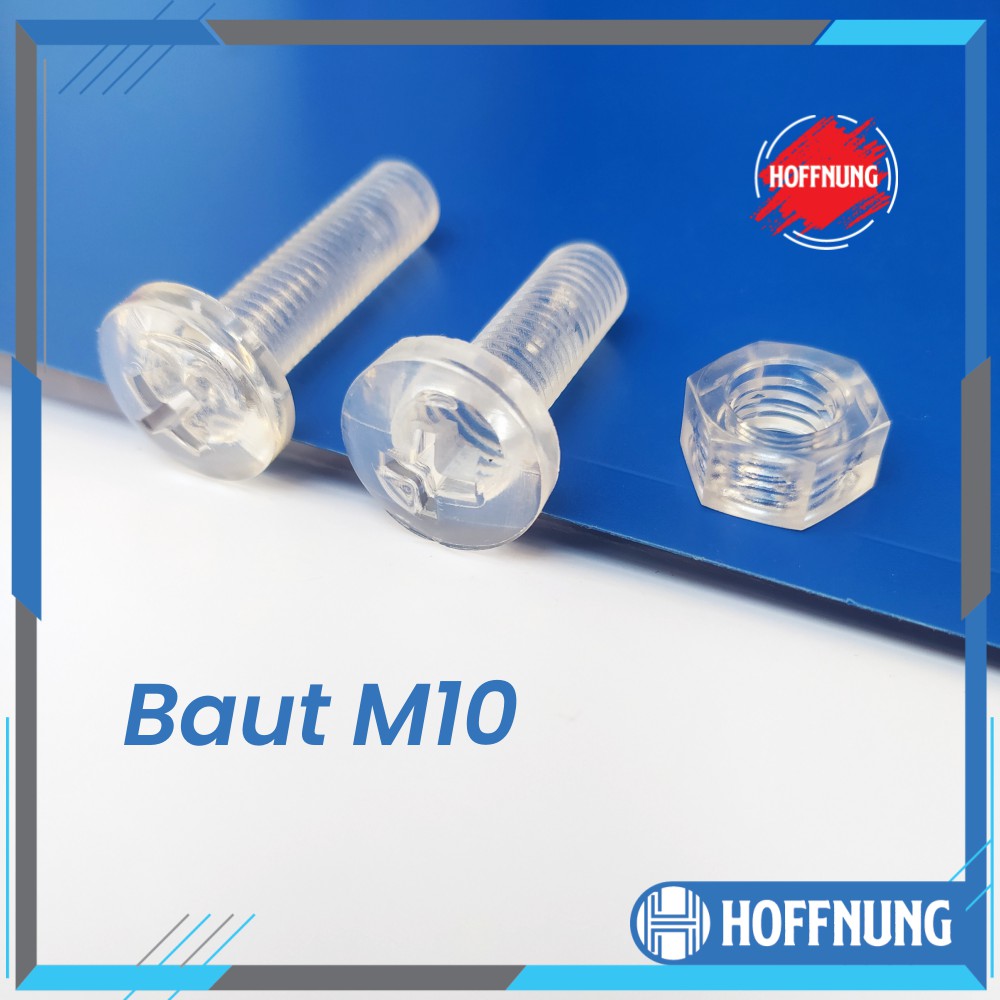 Jual Baut Plastik M10 Mur Akrilik M10x30 M10x40 M10x50 M10x60 Acrylic ...