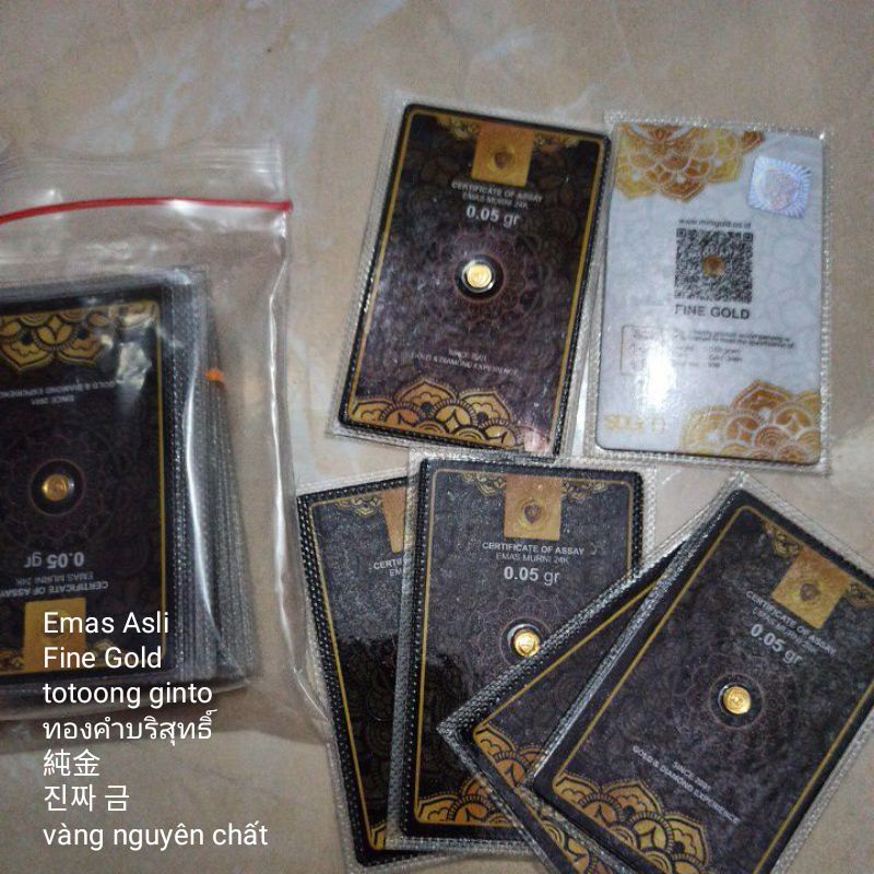 Jual Mini Gold 0.05gr / logam mulia / emas batangan 24K + Kwitansi Asli ...
