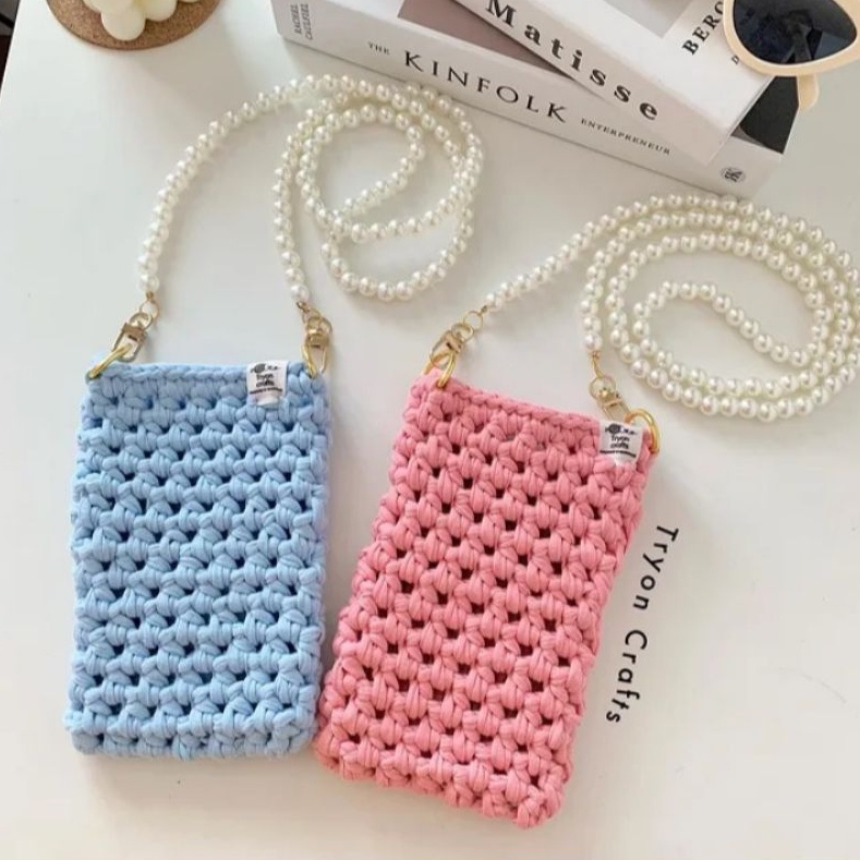 Jual Tryon Phone Bag Macrame/Tas HP/ Tas Selempang Wanita/ BISA REQUEST ...