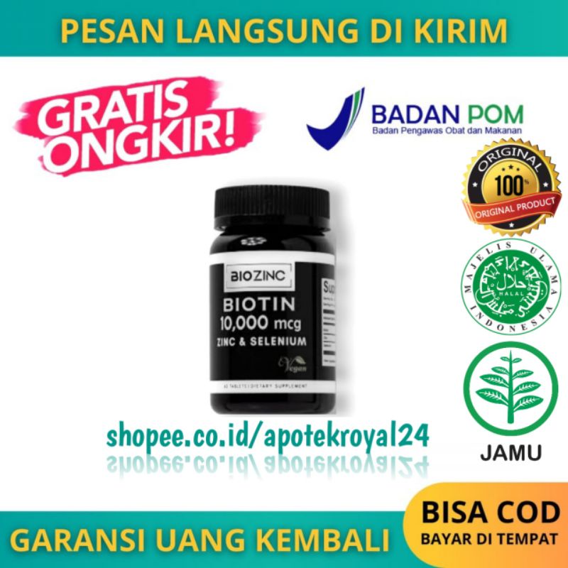 Jual BIOZINC (BIOTIN 10.000mg + zinc dan selenium) 60 tabs | Shopee Indonesia