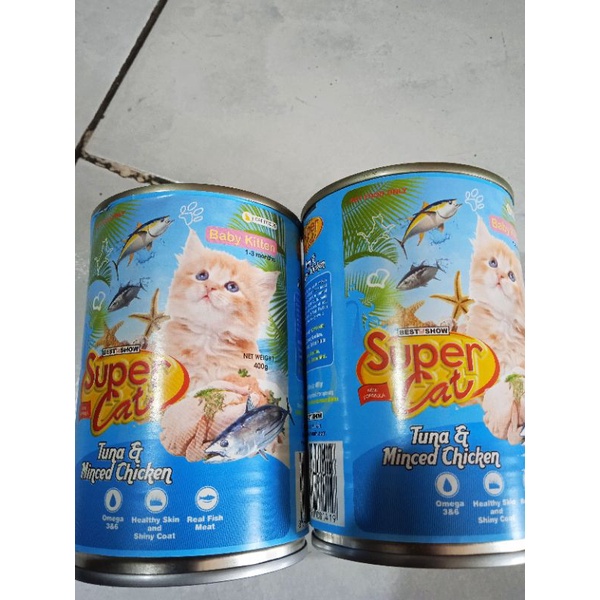 Jual Super Cat kaleng 400g Baby kitten Tuna & Minced Chicken | Shopee ...